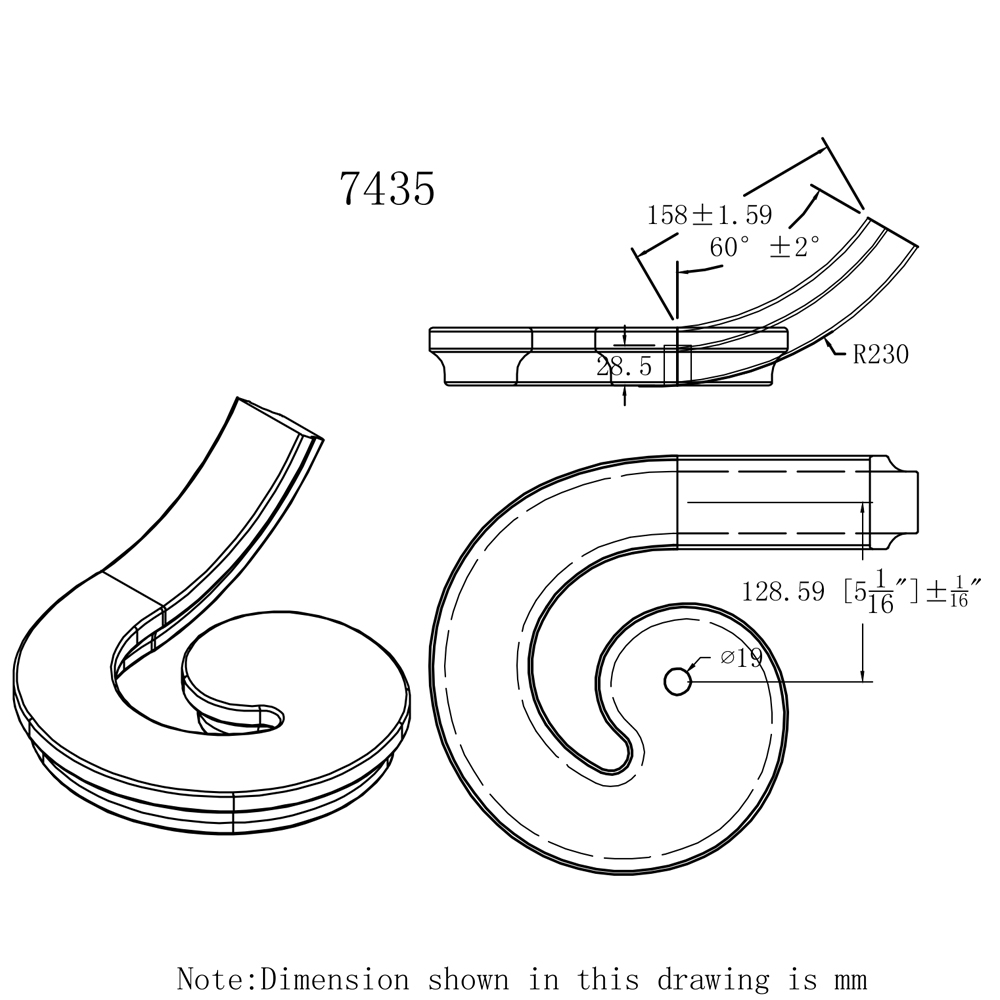 7435 Right Hand Volute Wood Handrail Fitting | House of Forgings ...