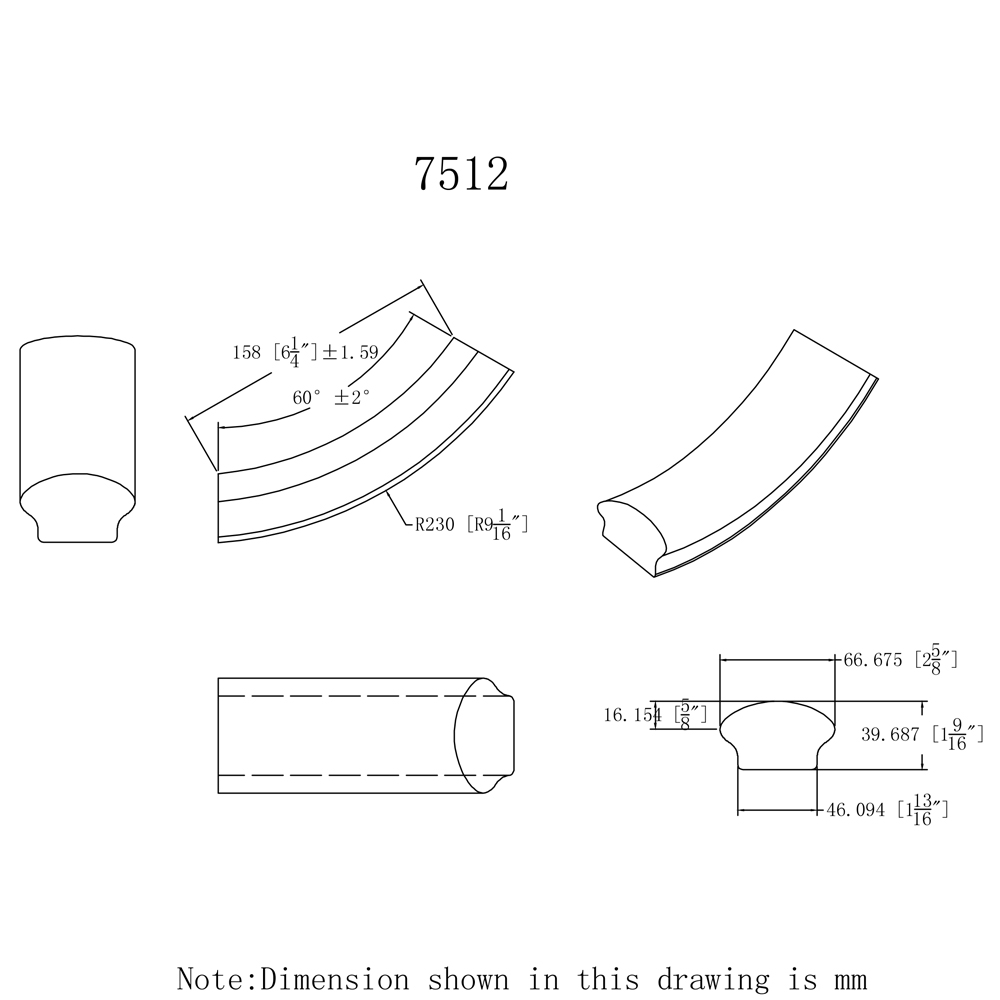 7512 Up Easing Wood Handrail Fitting | House of Forgings | Stair and ...