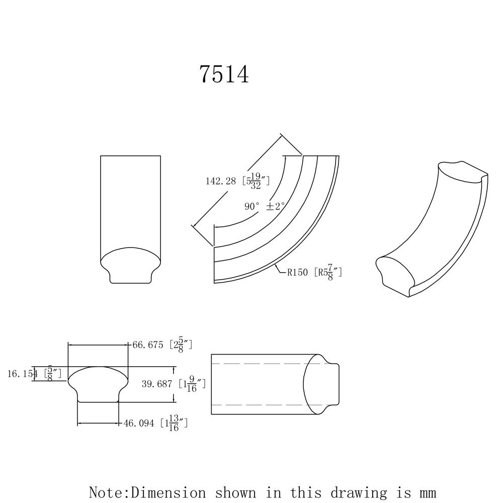7514 – 90 Degree Up Easing Wood Handrail Fitting | House of Forgings ...