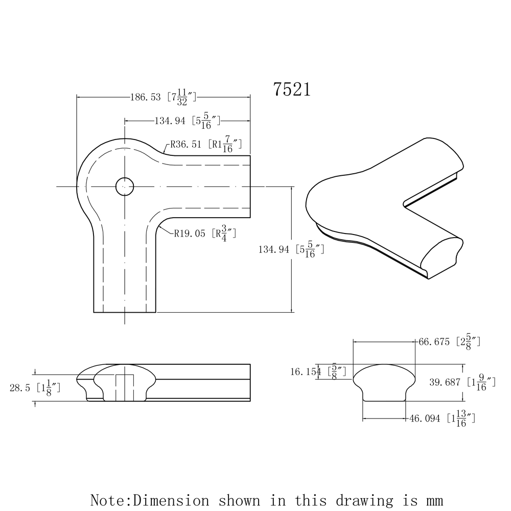 7521 Level Quarter Turn with Cap Wood Handrail Fitting | House of ...