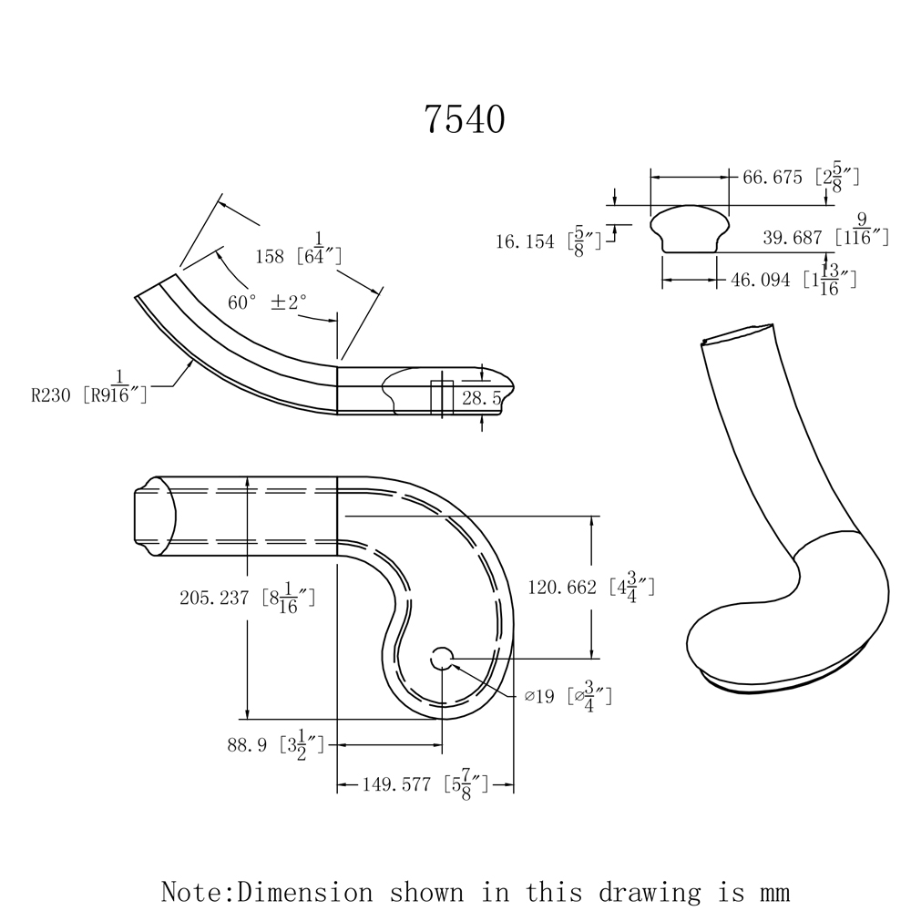 7540 Left Hand Turnout Wood Handrail Fitting | House of Forgings ...