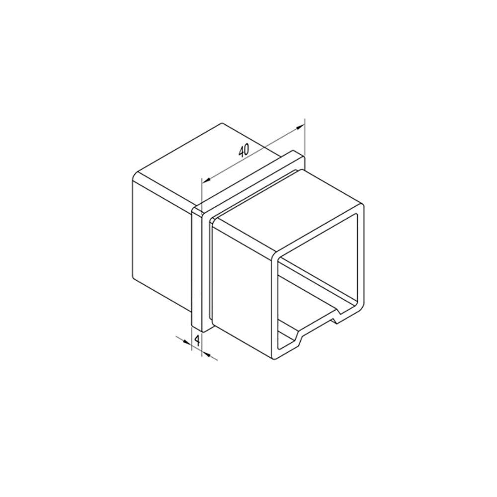Inline Connector for Square Rail – 40 x 40 x 2 mm – Satin Black | House ...